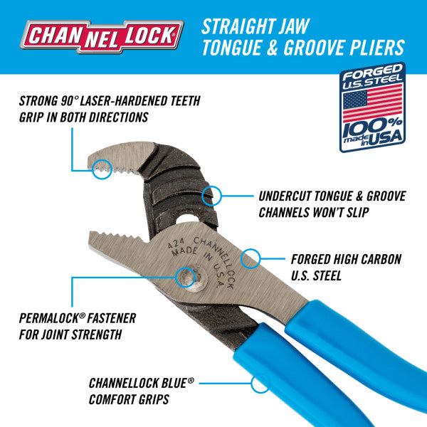 ChannelLock 424 - 4.5 inch Tongue and Groove Plier – IronworkerTools.com