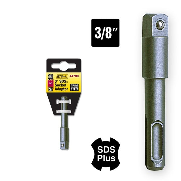 Ivy Classic 44780 3" SDS Plus Shank to 3/8" Sq Socket Adaptor ******** – IronworkerTools.com