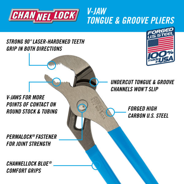 ChannelLock 422 - 9.5 inch V - Jaw Tongue and Groove Plier ...