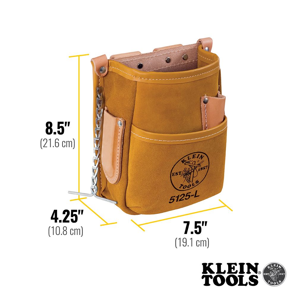 Klein 5125L 5-Pocket Tool Pouch - Leather – IronworkerTools.com